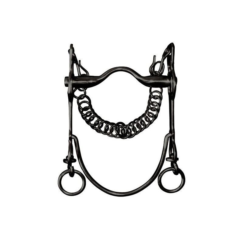 ECONOMIC BLACKENED SPANISH BIT, CURVED BAR WITH CURB CHAIN